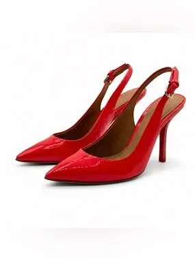Coach | Shoes | Coach Lilly Patent Leather Slingback Heels Red Pointed ...